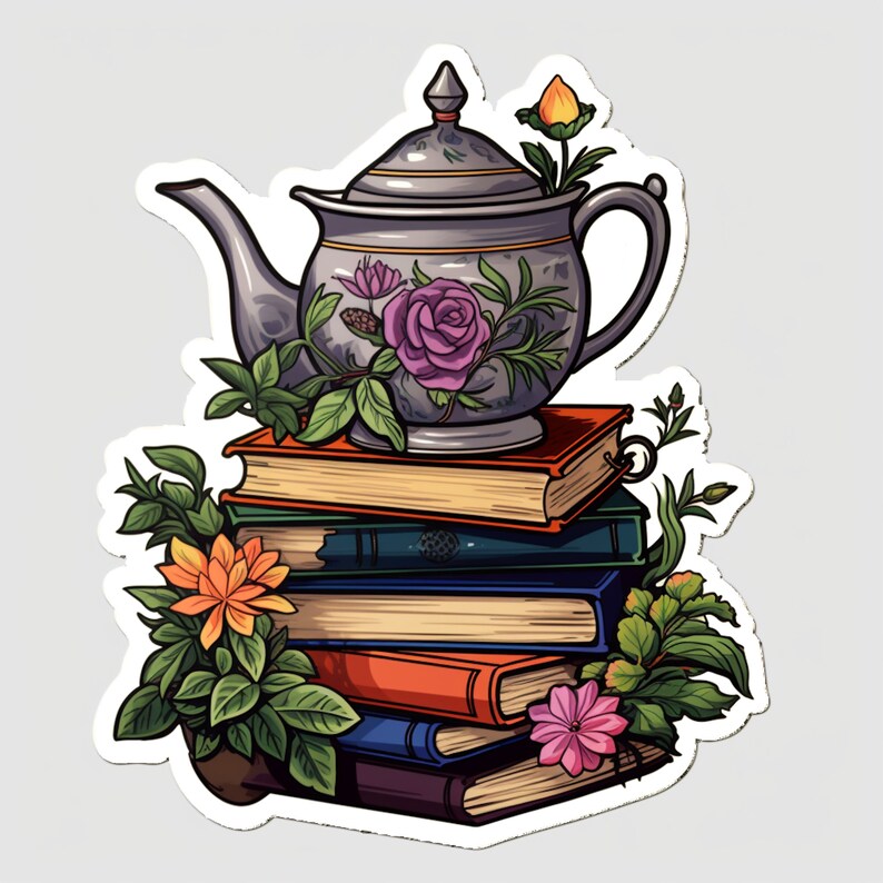 Mini Stickers Tea Teapot and Books Tiny Stickers for Phone Case ...