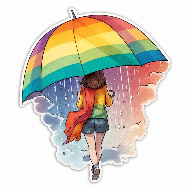 Sticker Pride Rainbow 2SLGBTQ2+ Pride Flash Umbrella Pluviophile Rain ...