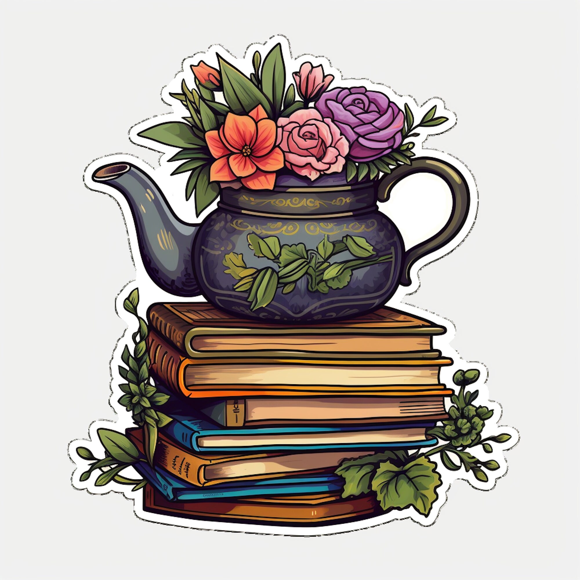Mini Stickers Tea Teapot and Books Tiny Stickers for Phone Case ...