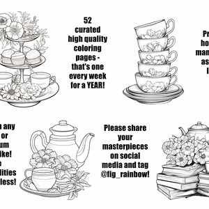 Instant Download | Coloring Book Tea Time Pages Art Adults All Ages ...