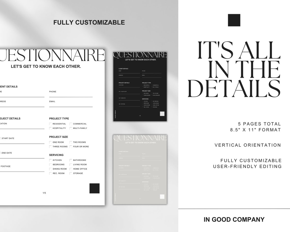 Interior Design Client Questionnaire Template / Canva Onboarding ...