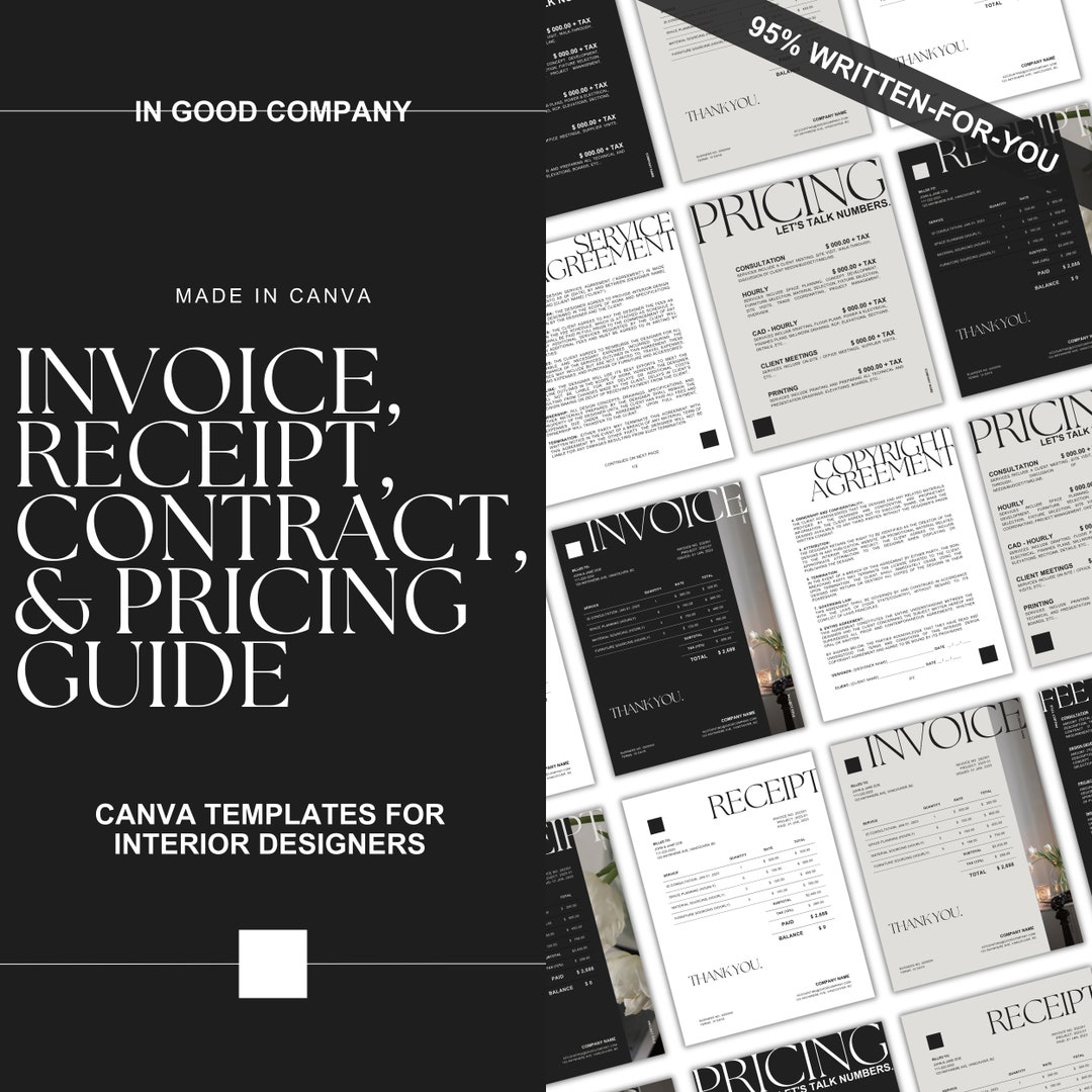 Interior Design Invoice, Receipt, Contract, and Pricing Guide Canva ...