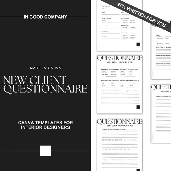 Interior Design Client Questionnaire Template - Etsy