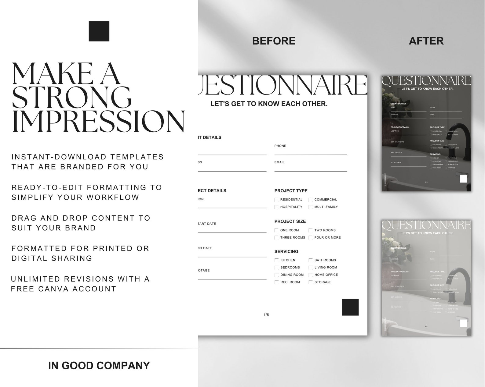 Interior Design Client Questionnaire Template/ Canva Onboarding ...