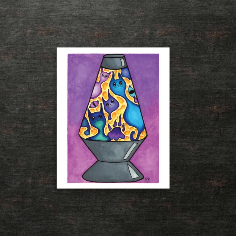 Print- Groovy Colorful Cat Lava Lamp - Etsy