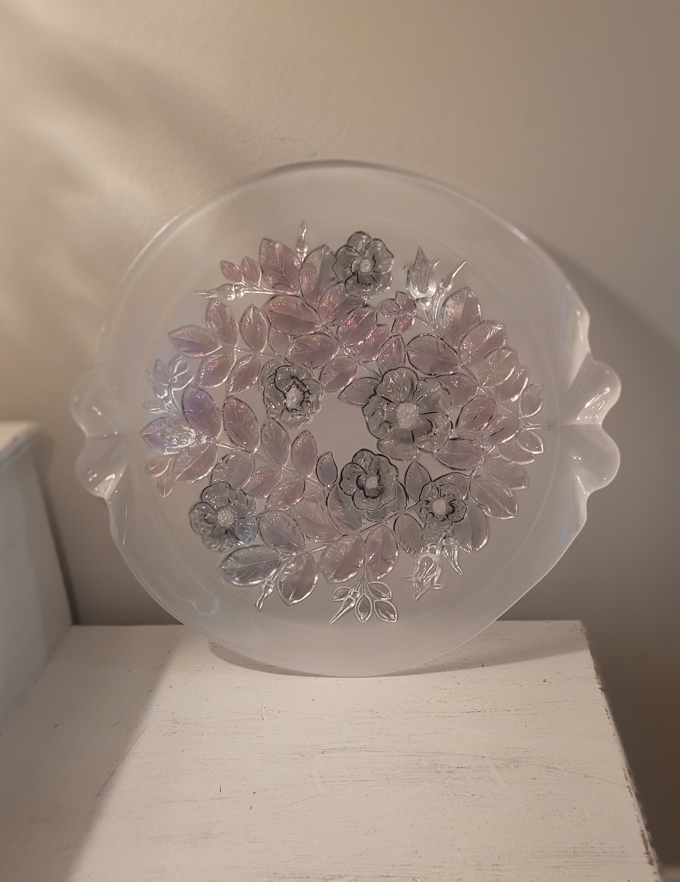 Vintage Walther Glas Cake Plate Satin Glass With Embossed - Etsy