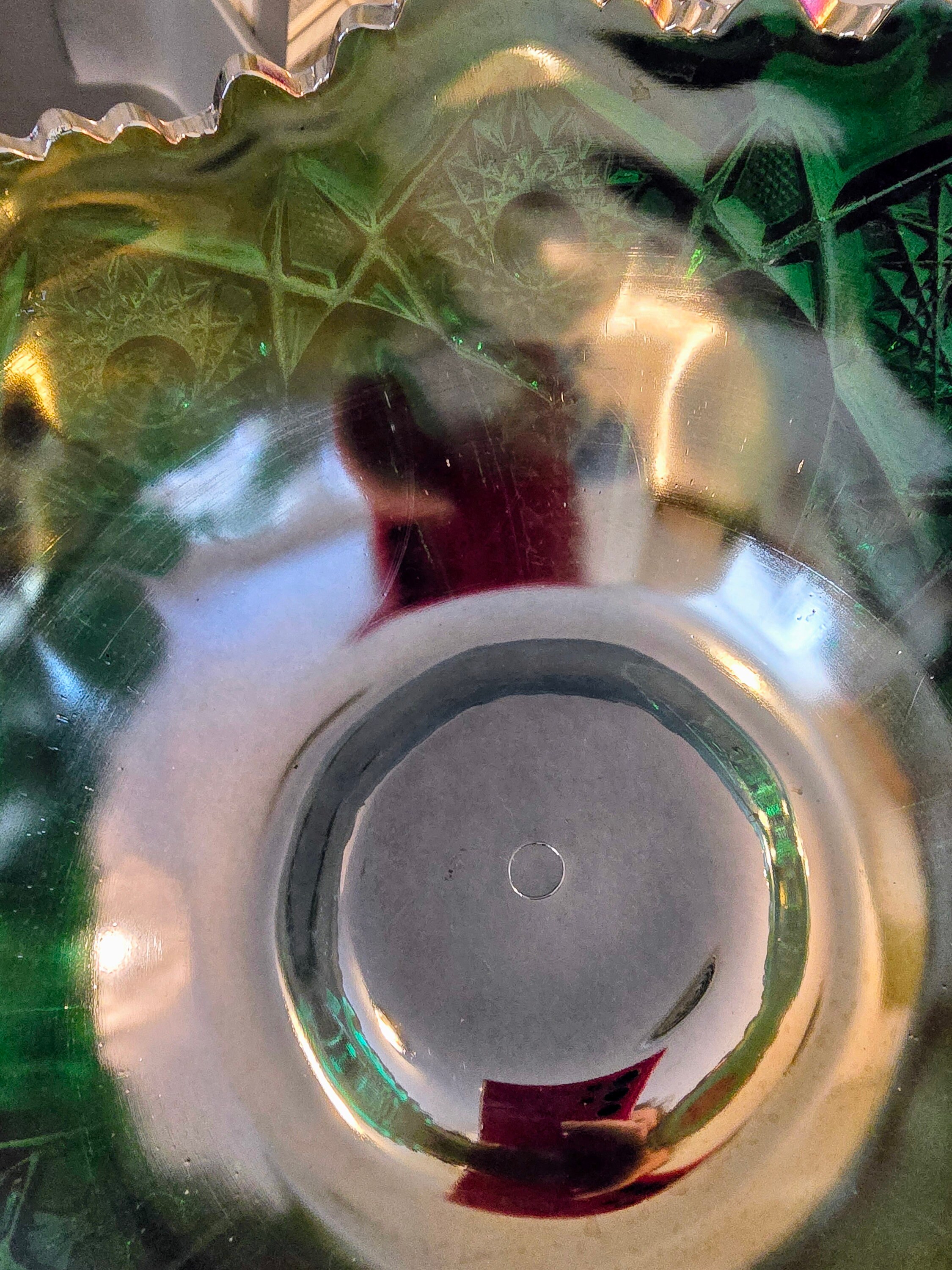 Vintage Super Rare L.E. Smith Carnival Glass Bowl, Dark Green Carnival ...