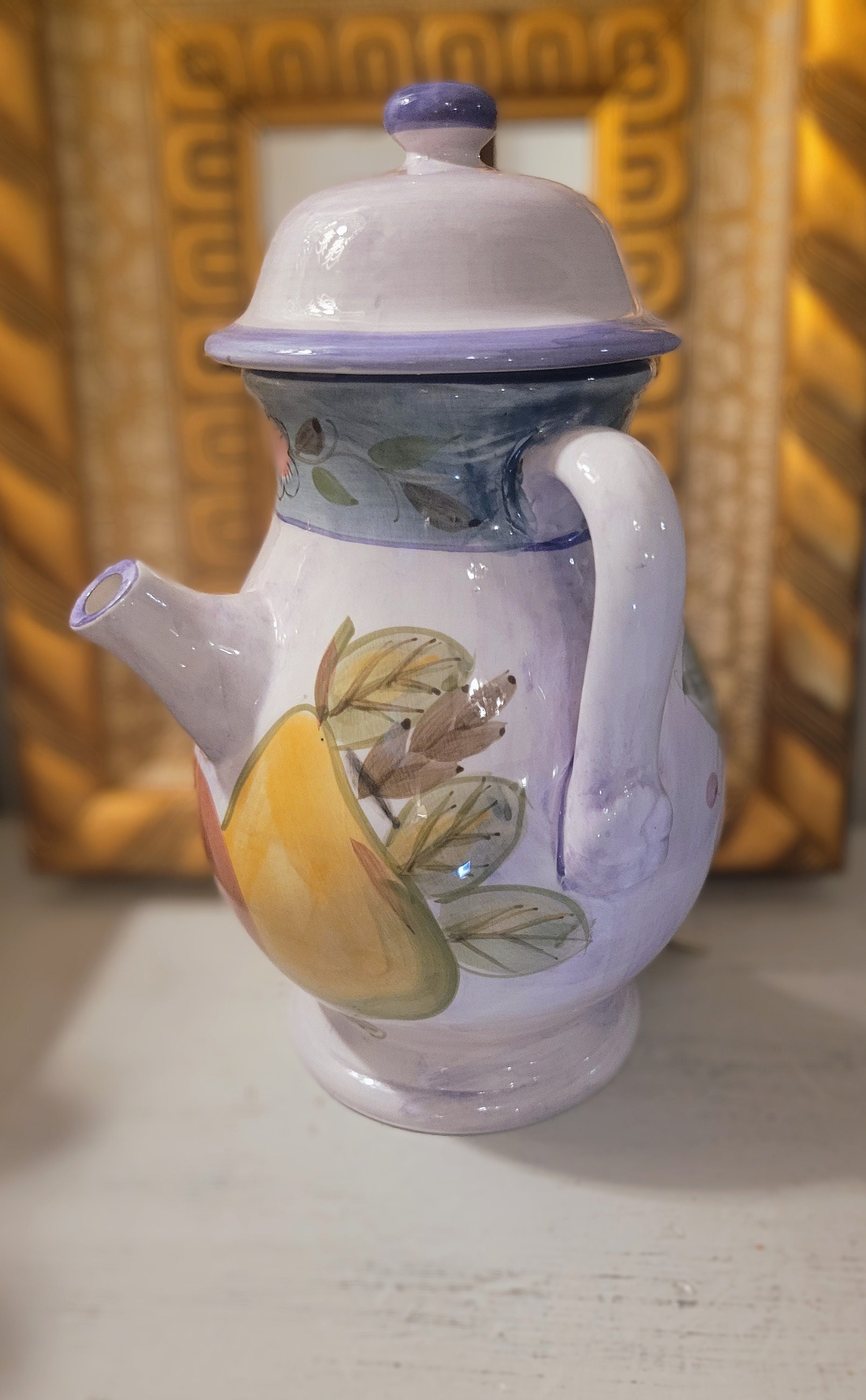 Vintage Dipinto A Mano Handpainted Teapot, Italian Pottery, Ceramic ...