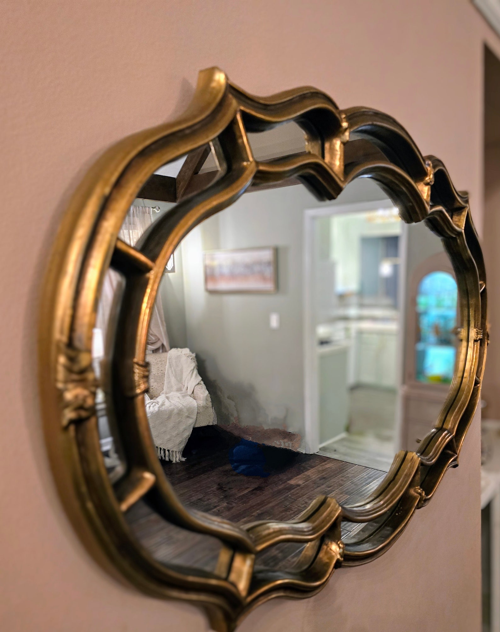 Vintage Large Gold Mirror, Gold Mirrored Wall Decor, Hollywood Regency ...