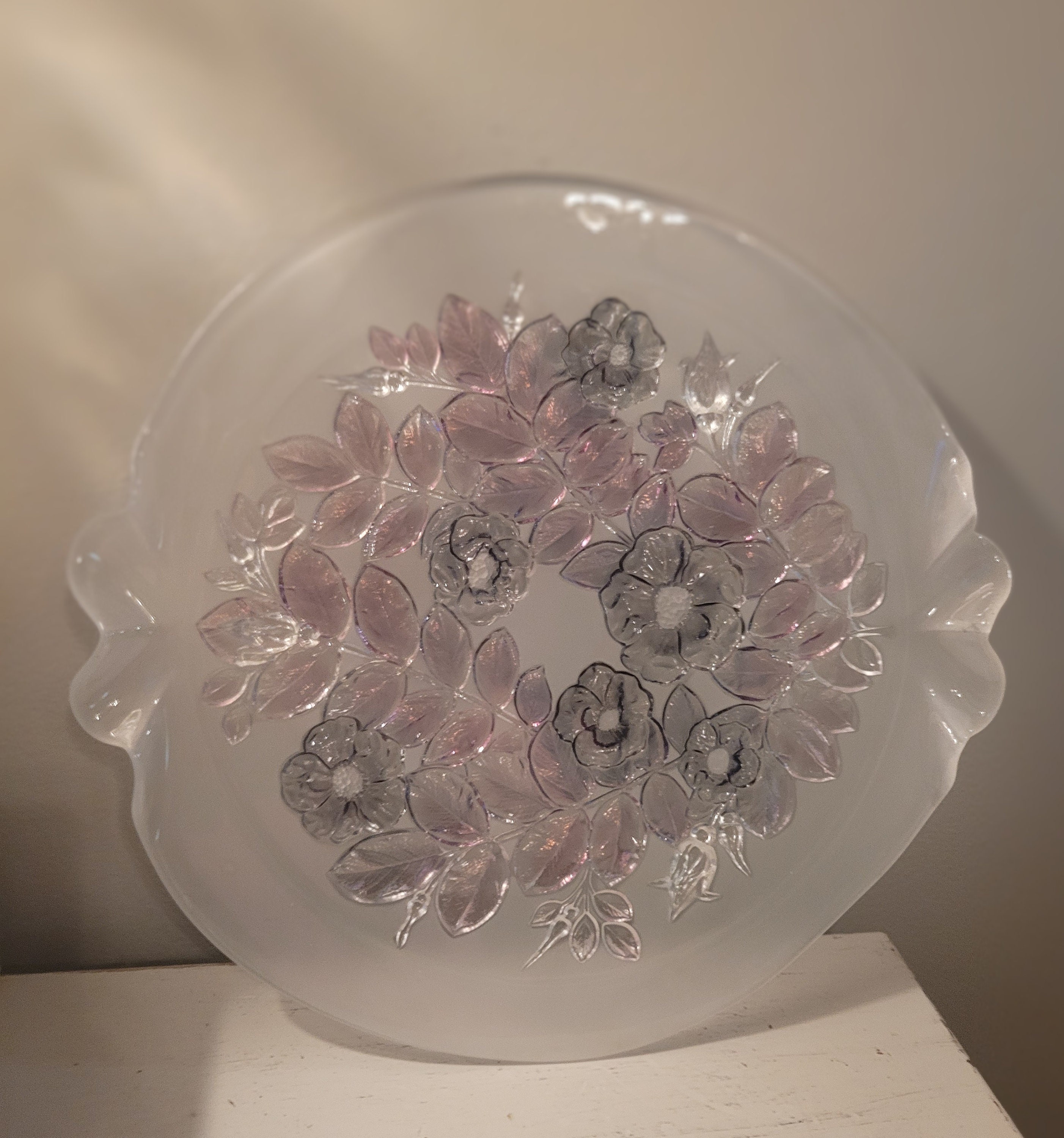 Vintage Walther Glas Cake Plate Satin Glass With Embossed - Etsy