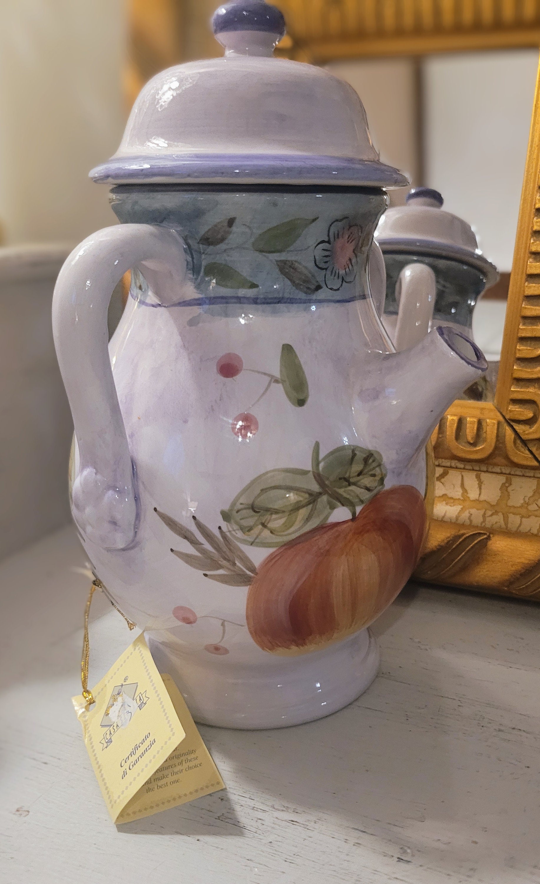 Vintage Dipinto A Mano Handpainted Teapot, Italian Pottery, Ceramic ...