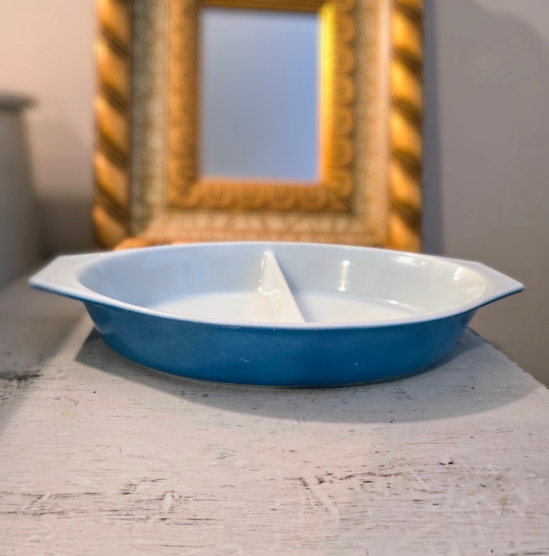 Vintage Blue Pyrex Divided Dish, Pyrex Casserole Dish - Etsy