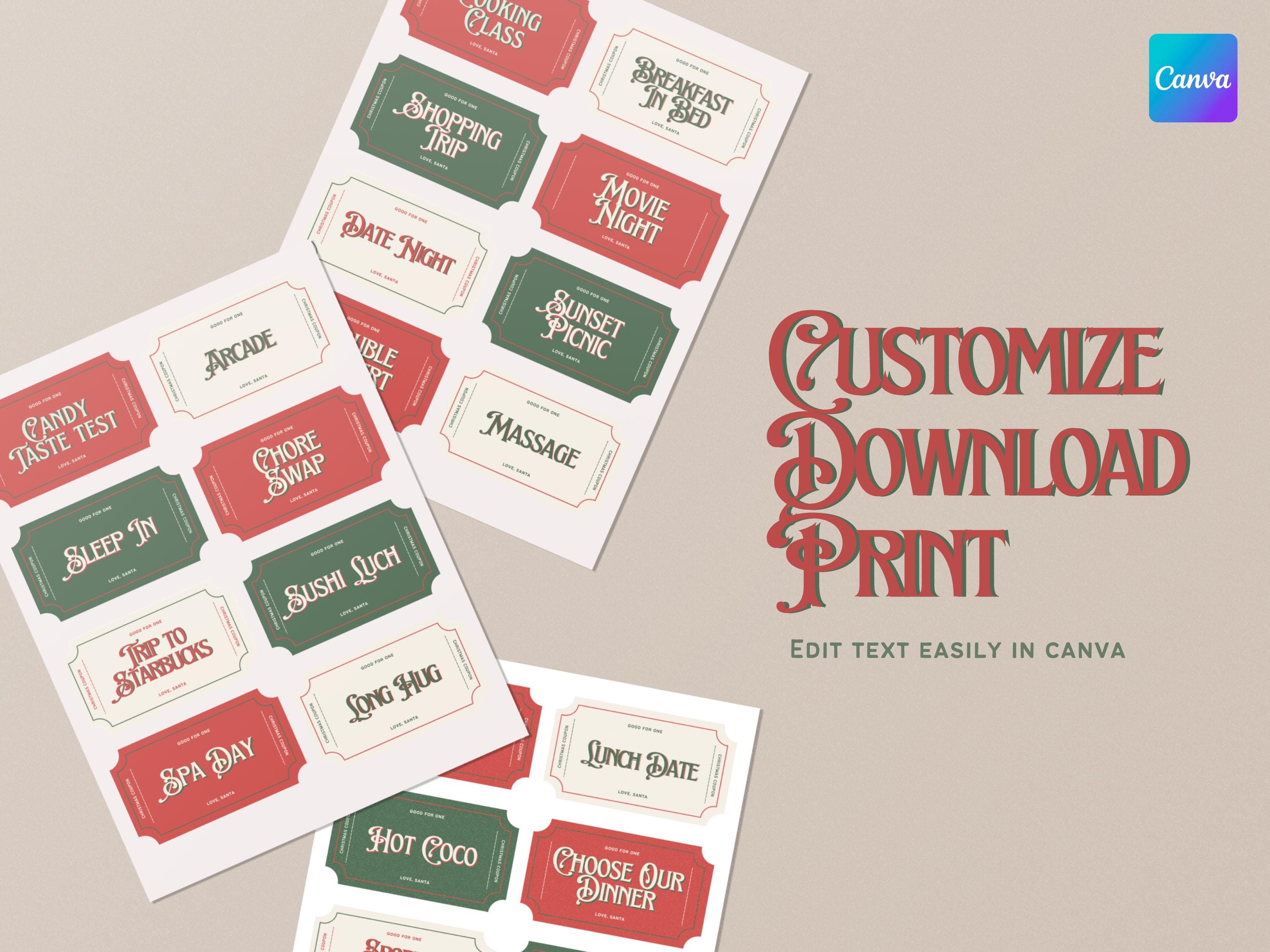Christmas Coupon EDITABLE, Printable Coupon Template, Custom Christmas ...