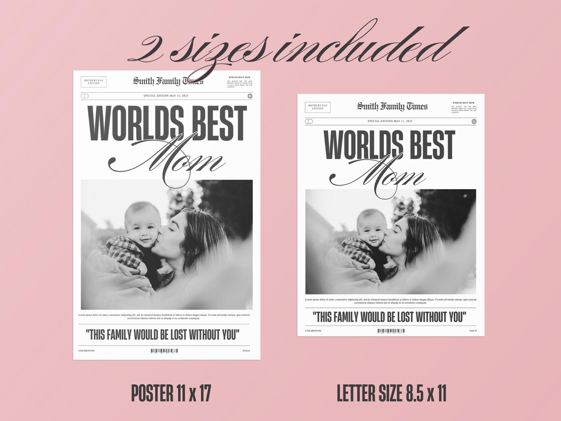 Editable Mother’s Day Newspaper Template - Personalized Canva Template ...