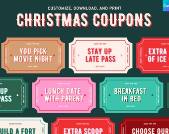 Christmas Coupon EDITABLE, Printable Coupon Template, Custom Christmas ...