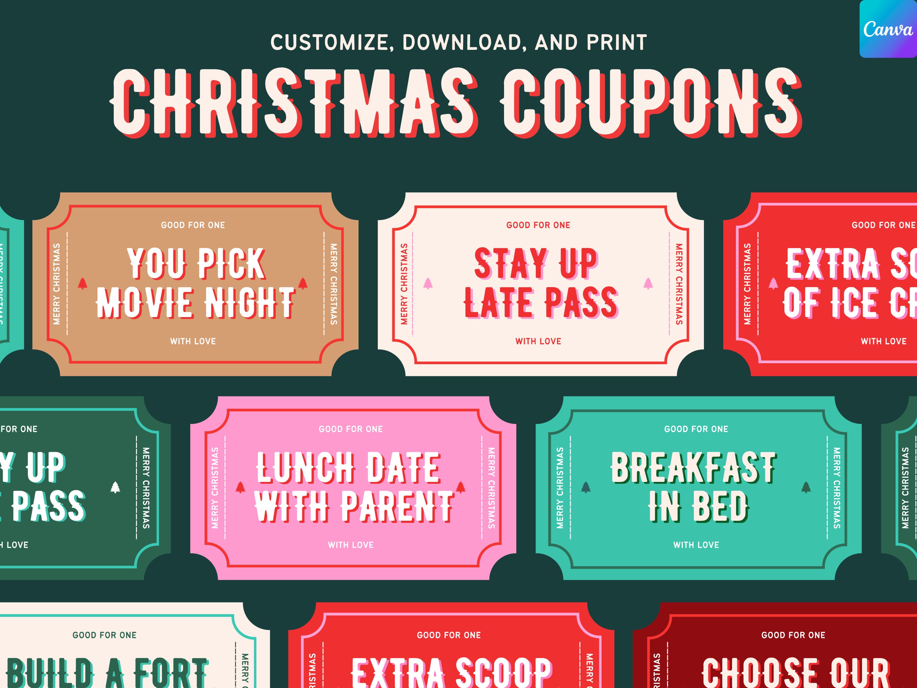 Christmas Coupon EDITABLE, Printable Coupon Template, Custom Christmas ...