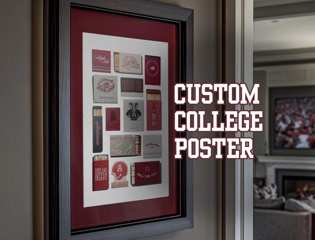 Personalized College Matchbook Print, Vintage Style Matte Vertical ...