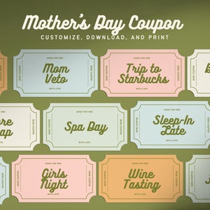 Mother's Day Coupon Book, Mother's Day Coupons, Mother's Day Gift, Gift ...