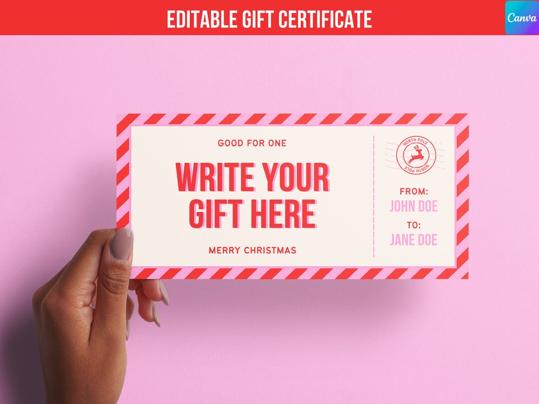 Editable Christmas Gift Certificate, Christmas Gift, DIY Christmas Gift ...