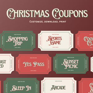 Christmas Coupon EDITABLE, Printable Coupon Template, Custom Christmas ...