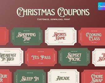 Christmas Coupon EDITABLE, Printable Coupon Template, Custom Christmas ...