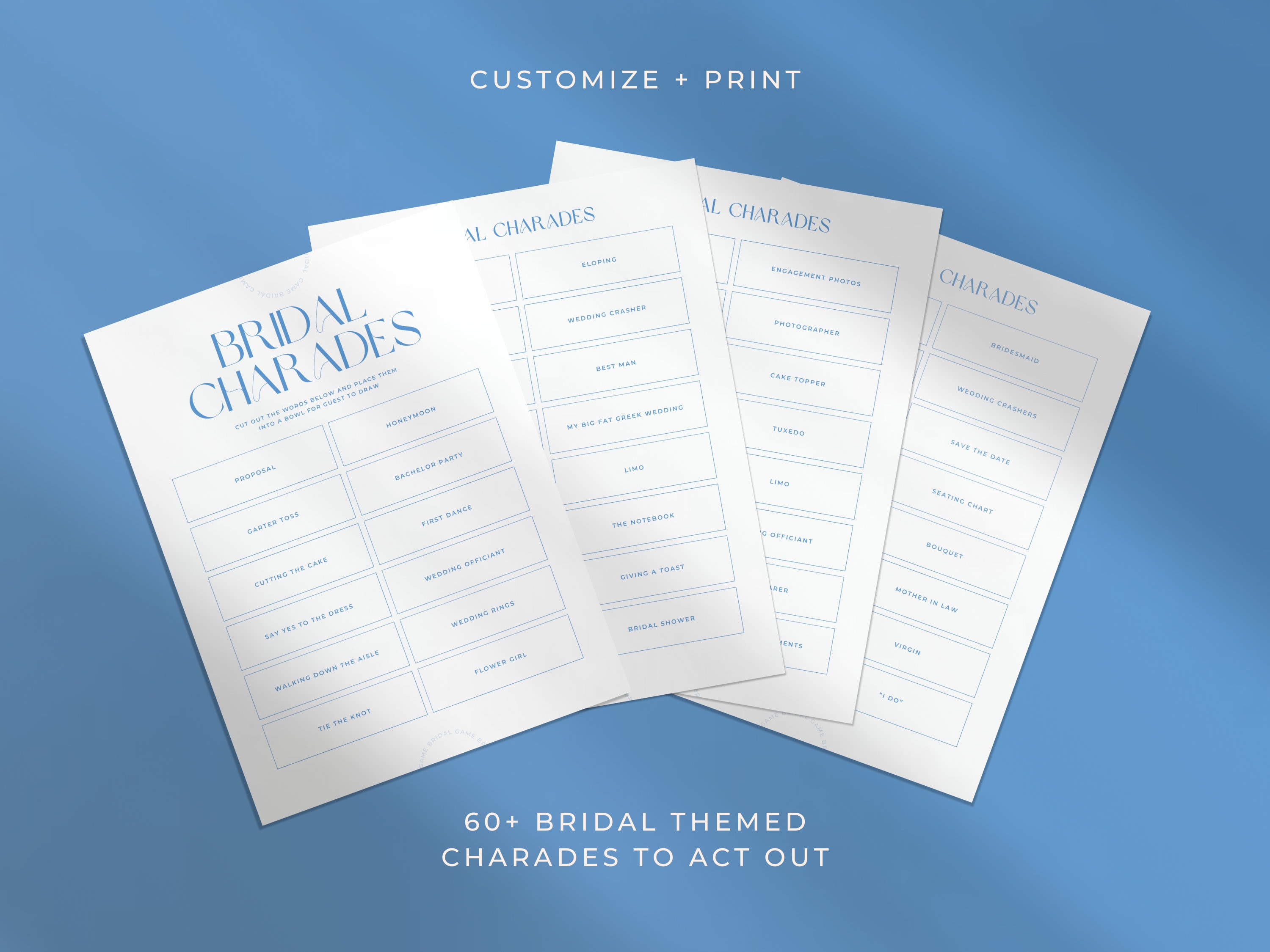 Bridal Charades - Bridal Shower Game, Wedding Shower Games, Printable ...