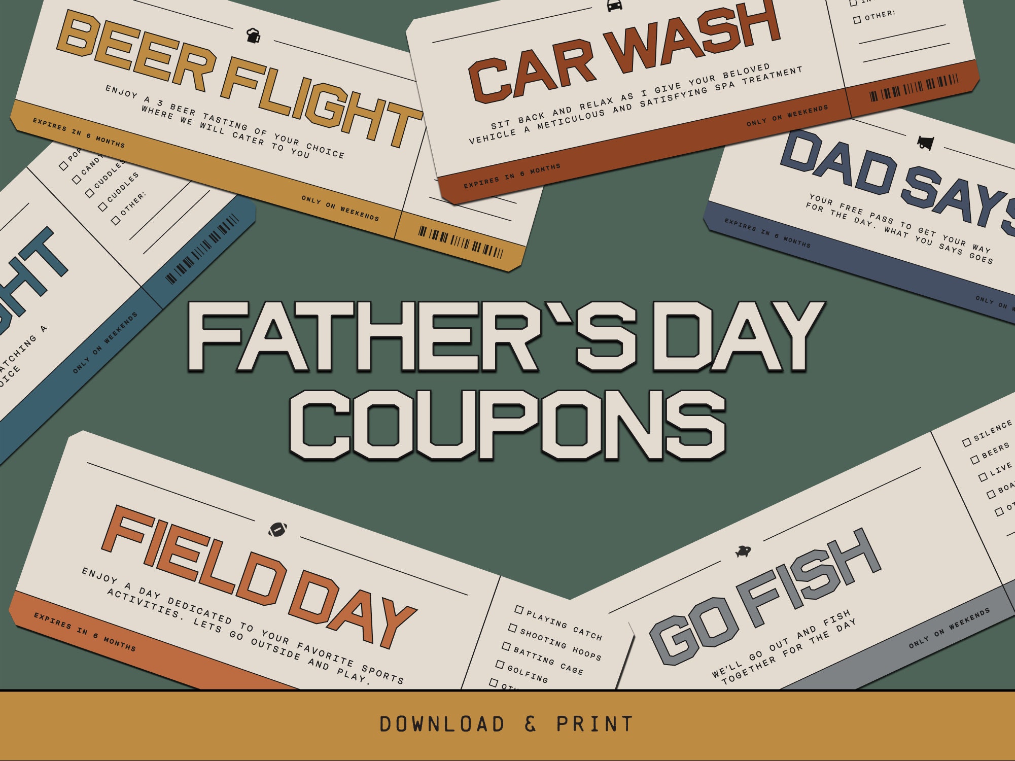 Fathers Day Coupons - Printable Gift for Dad - 20 Coupons for a ...