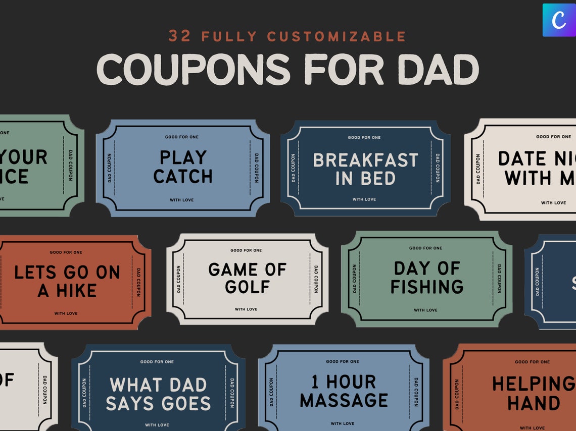 Father's Day Coupon Book, Father's Day Coupons, Father's Day Gift ...