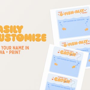 Printable Valentine's Day Goldfish Cards Canva Template 'you're a Catch ...