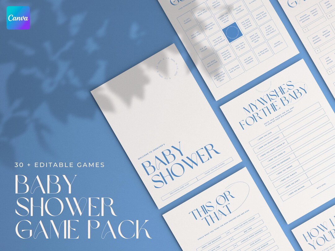 Baby Shower Games EDITABLE Canva Template, Baby Shower, Baby Games ...