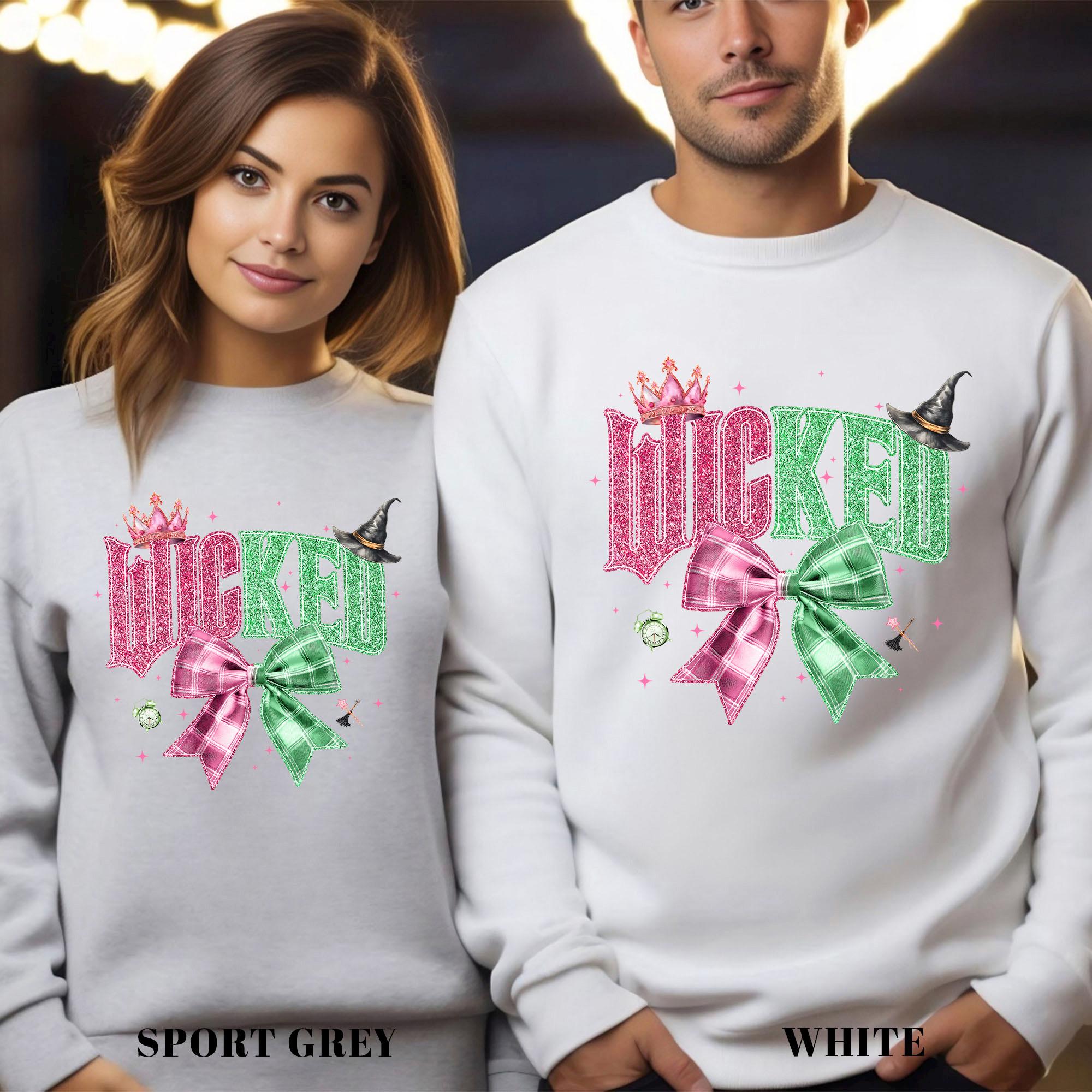 Wicked Movie Sweatshirt, Wicked Faux Glitter Coquette Sweatshirt, Pink ...