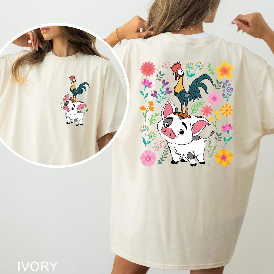Retro 70s Pua and Hei Hei Floral Shirt, Comfort Colors Shirt, Disney ...