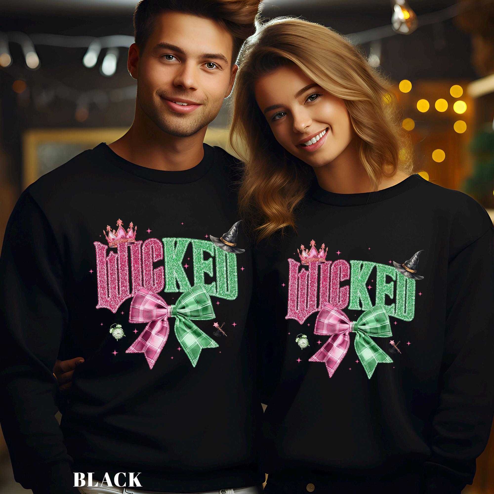 Wicked Movie Sweatshirt, Wicked Faux Glitter Coquette Sweatshirt, Pink ...