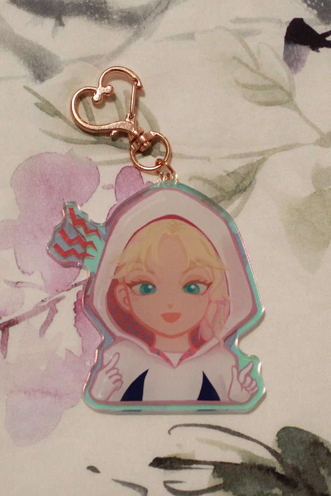 Spider-man: Spider-verse Gwen Stacy Charm Keychain - Etsy