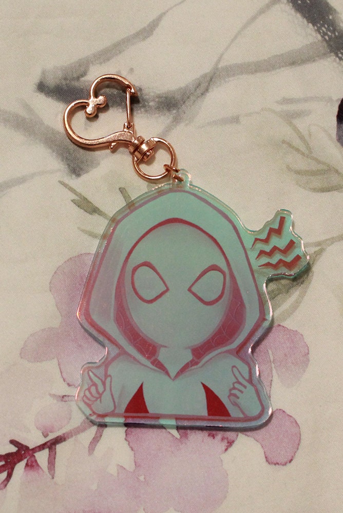 Spider-man: Spider-verse Gwen Stacy Charm Keychain - Etsy