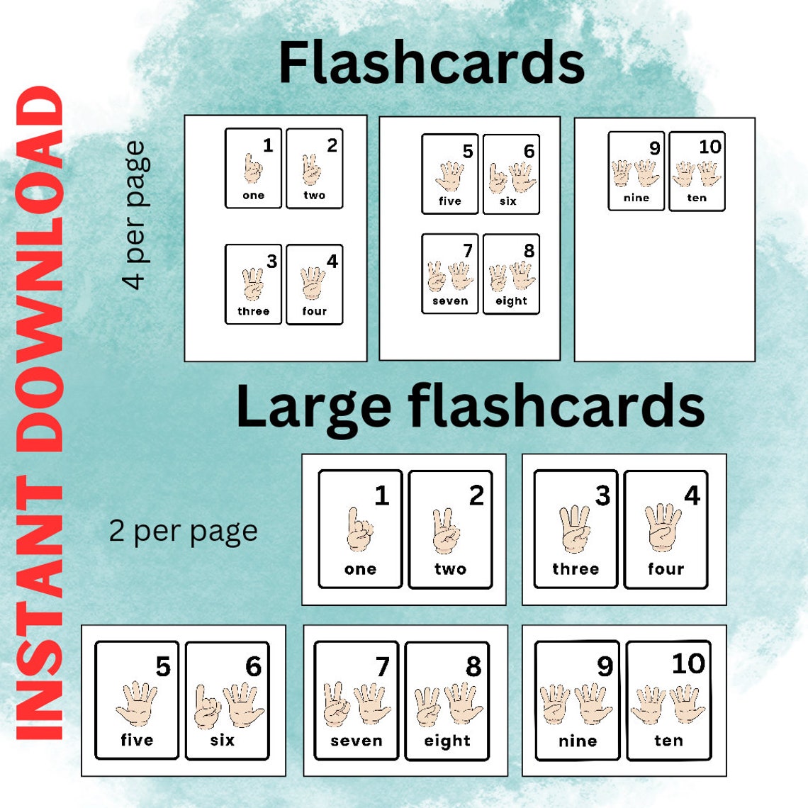 Printable Finger Counting Flashcards, Poster and Activities - Etsy