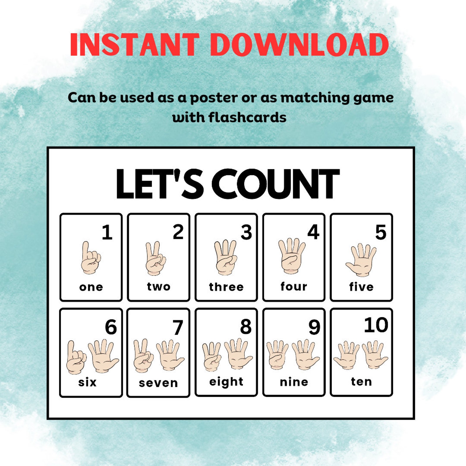 Printable Finger Counting Flashcards, Poster and Activities - Etsy