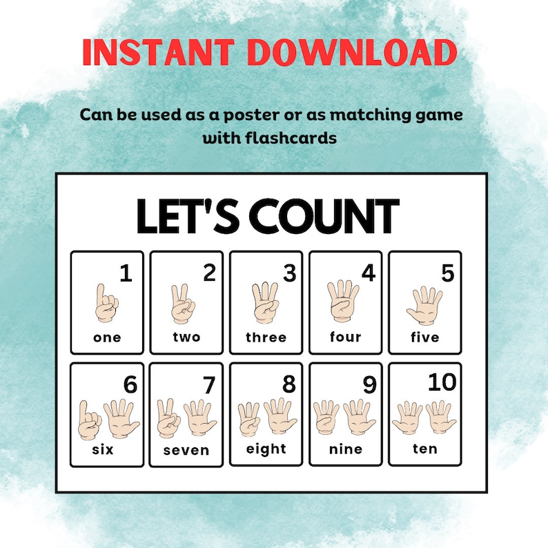 Printable Finger Counting Flashcards, Poster and Activities - Etsy