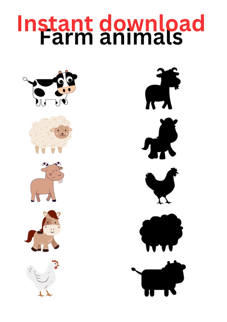 Printable Silhouette Matching Activity - Etsy