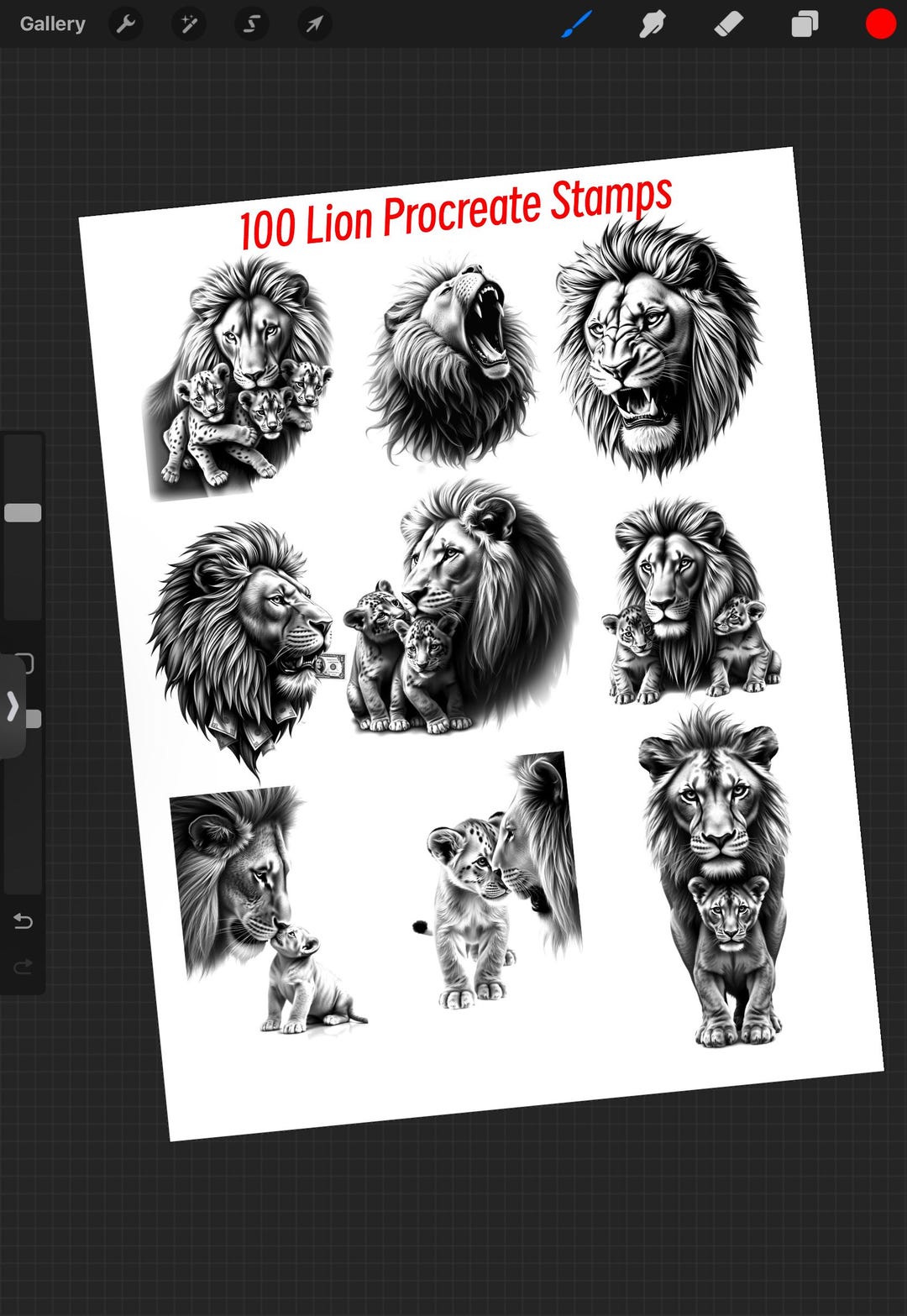 100 Realistic Lion Procreate Stamps Brushes - Etsy
