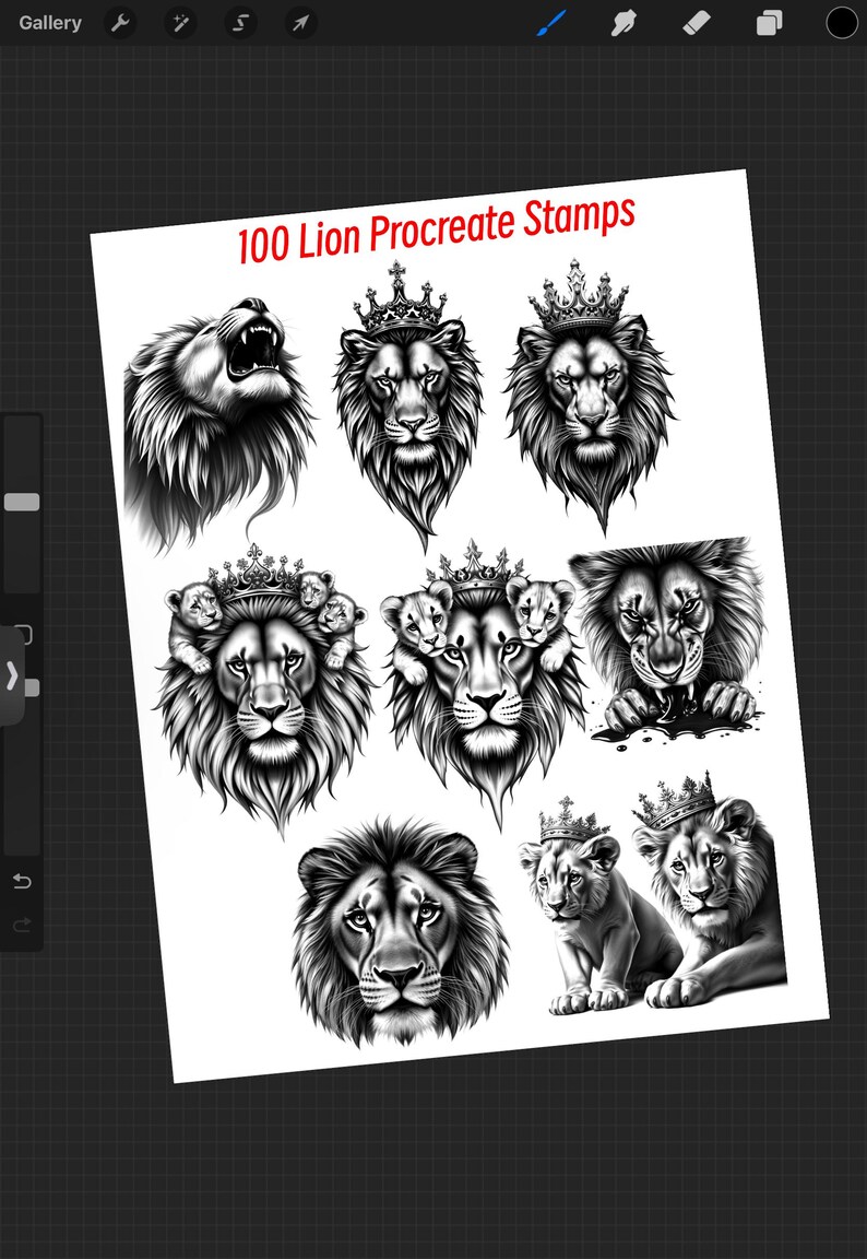 100 Realistic Lion Procreate Stamps Brushes - Etsy