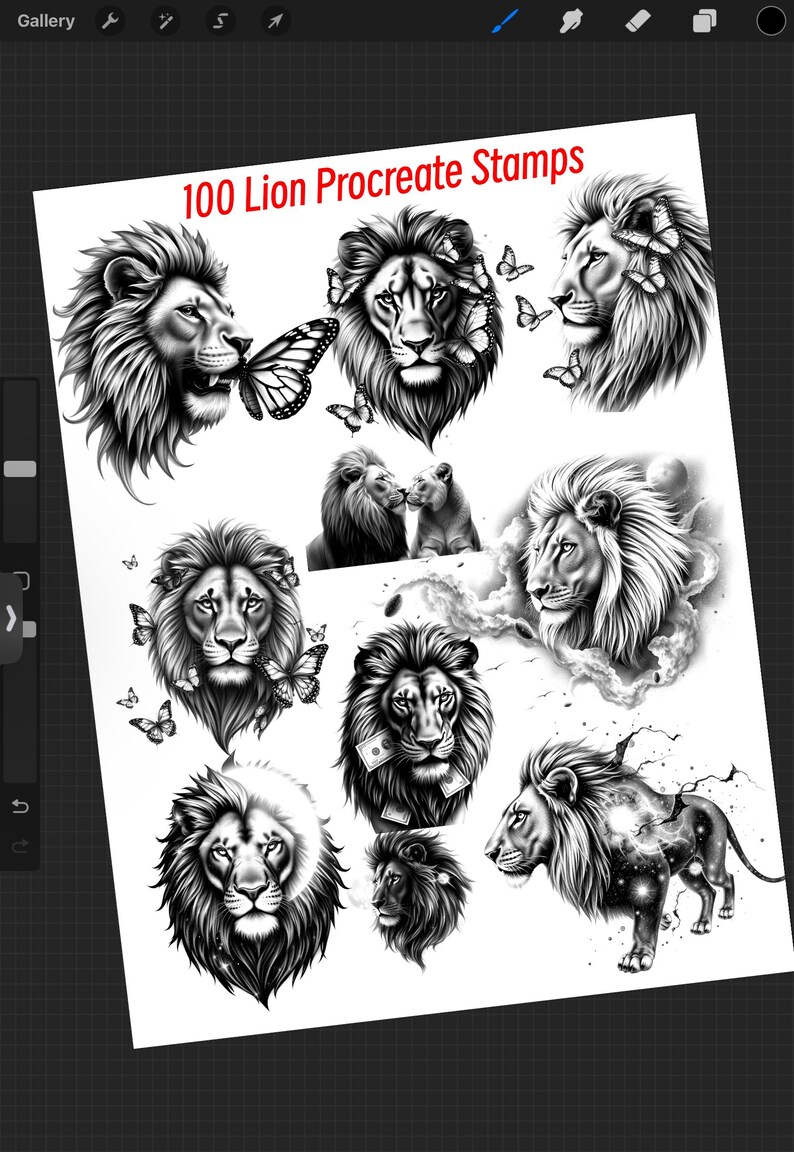 100 Realistic Lion Procreate Stamps Brushes - Etsy