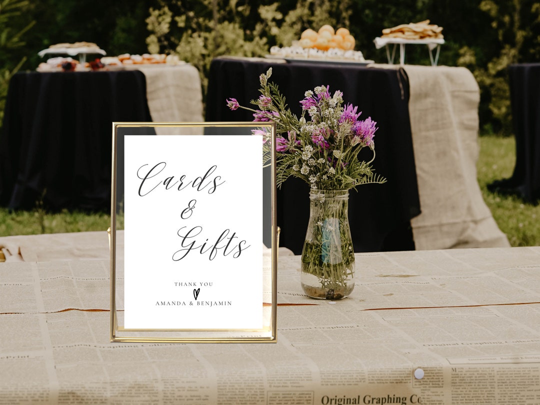 Wedding Table Signage, Minimalist Cards and Gifts Sign Printable ...