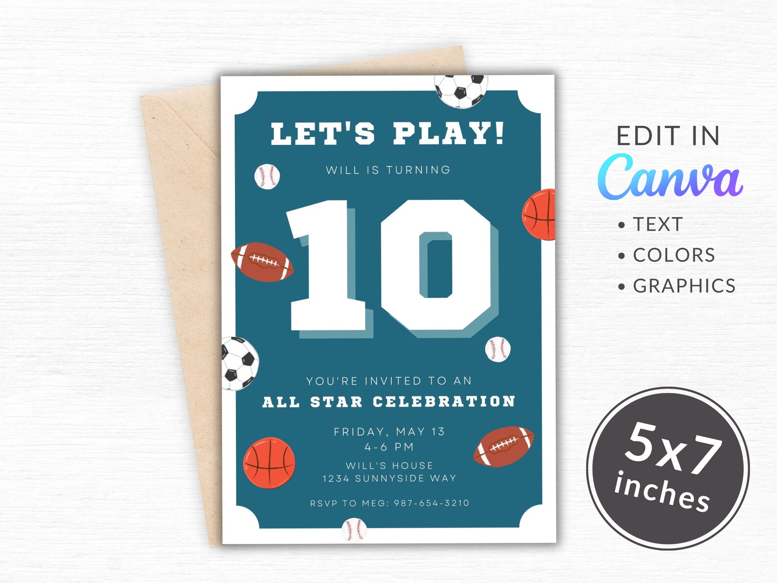 All Sports Birthday Invitation Editable Template, Birthday Party Invite ...