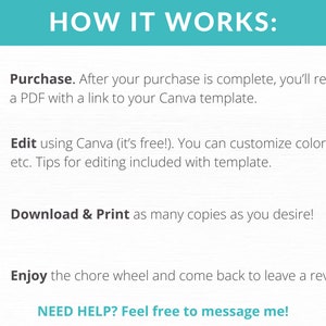 Rotating Chore Wheel Digital Template - Family Chore Chart - Etsy