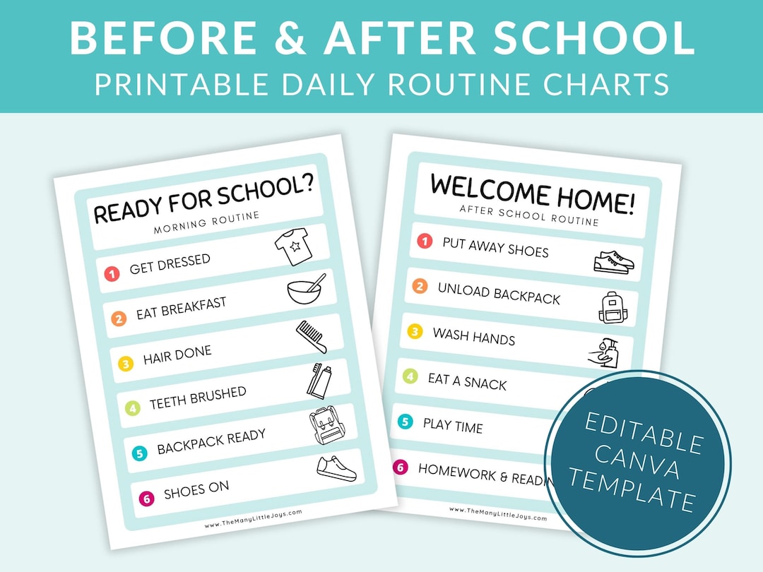 Before and After School Daily Routine Charts for Kids - Etsy