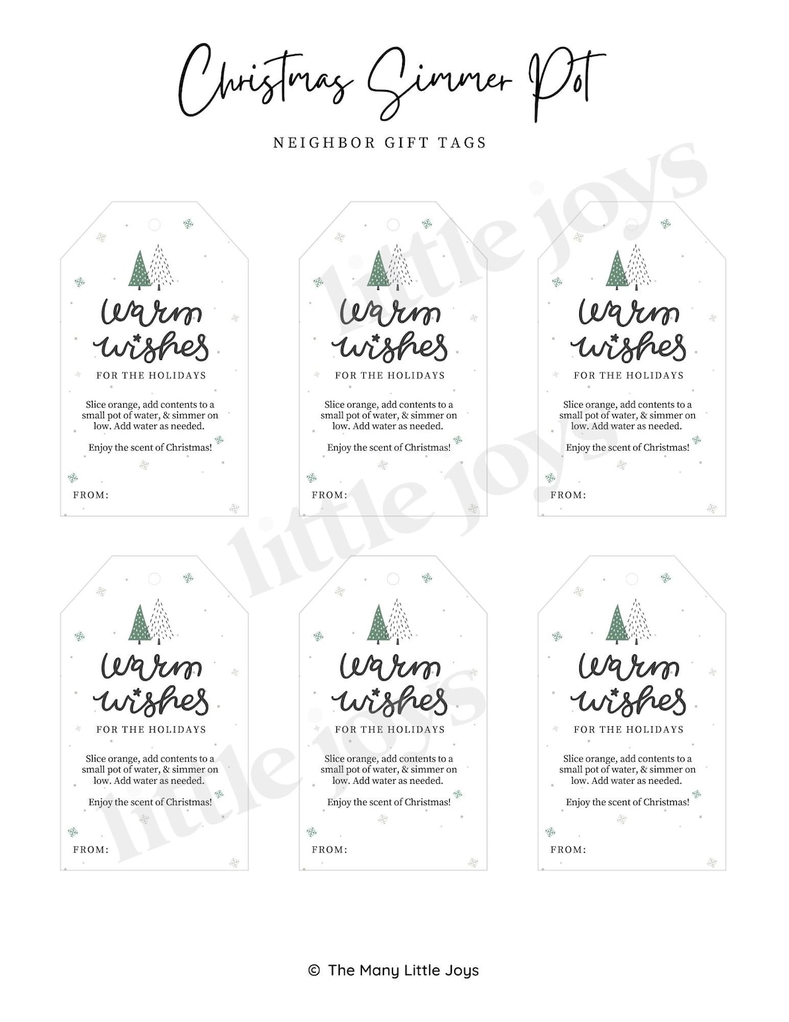 Christmas Simmer Pot Gift Tag - Printable PDF - Etsy