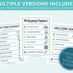 Before and After School Daily Routine Charts for Kids - Editable Canva ...