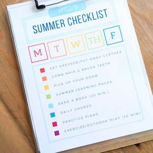 Kids Summer Daily Checklist - Editable Canva Template - Etsy