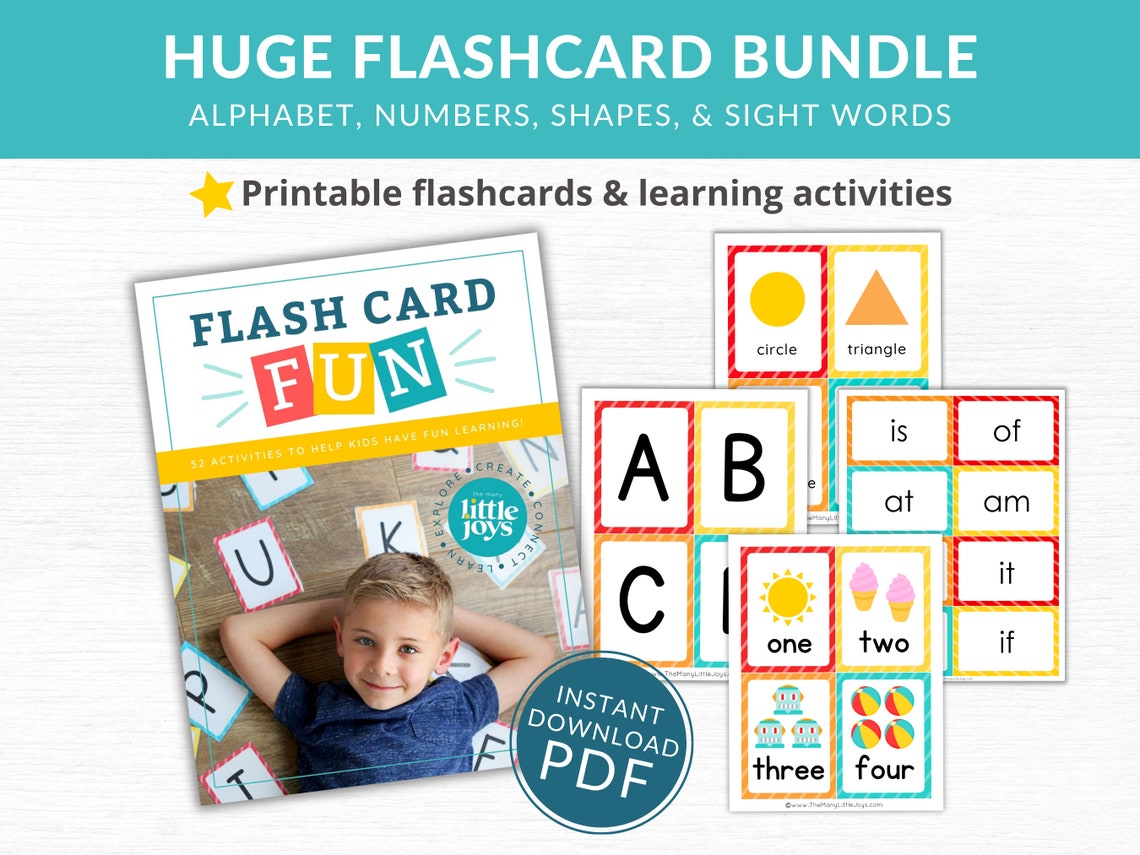 HUGE BUNDLE Printable Flashcards & Activity Bundle for Preschool, Kindergarten and First Grade ...